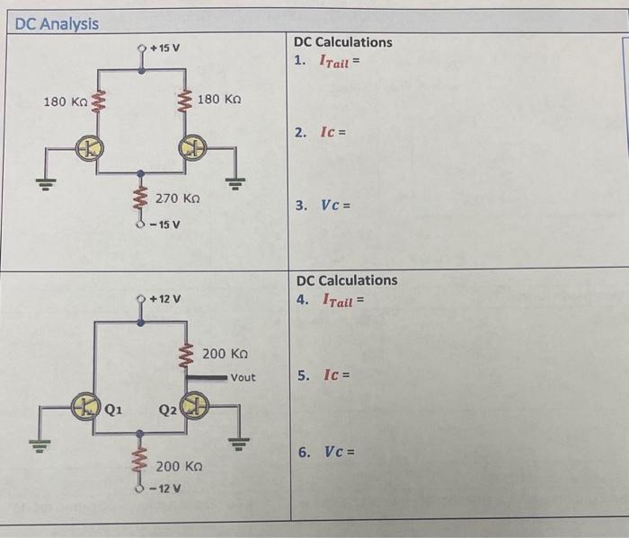 Solved \begin{tabular}{ll} \hline DC Analysis \end{tabular} | Chegg.com
