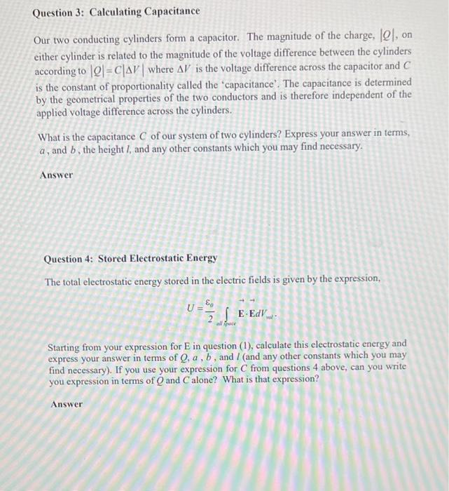 Solved Question 3: Calculating Capacitance Our two | Chegg.com