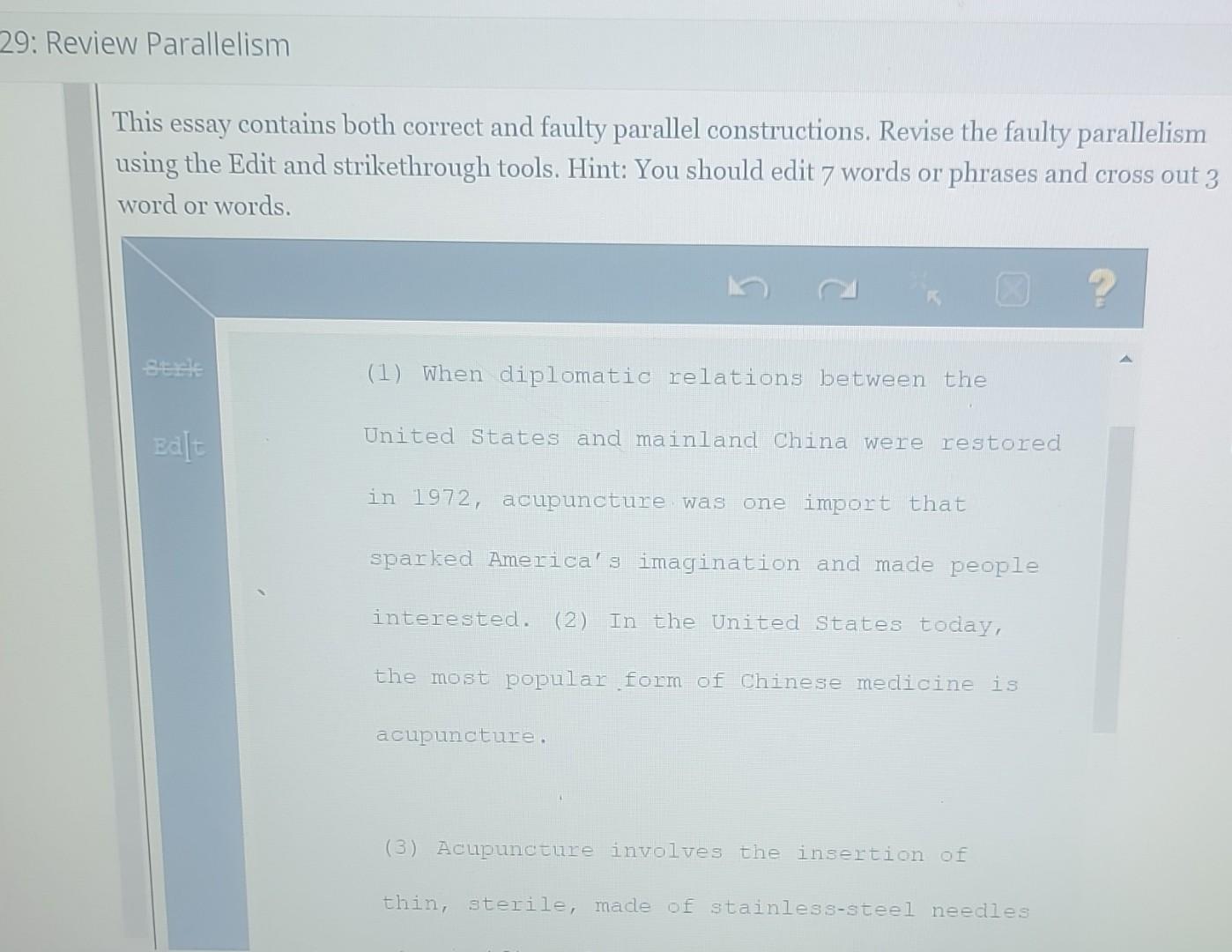 This essay contains both correct and faulty parallel | Chegg.com