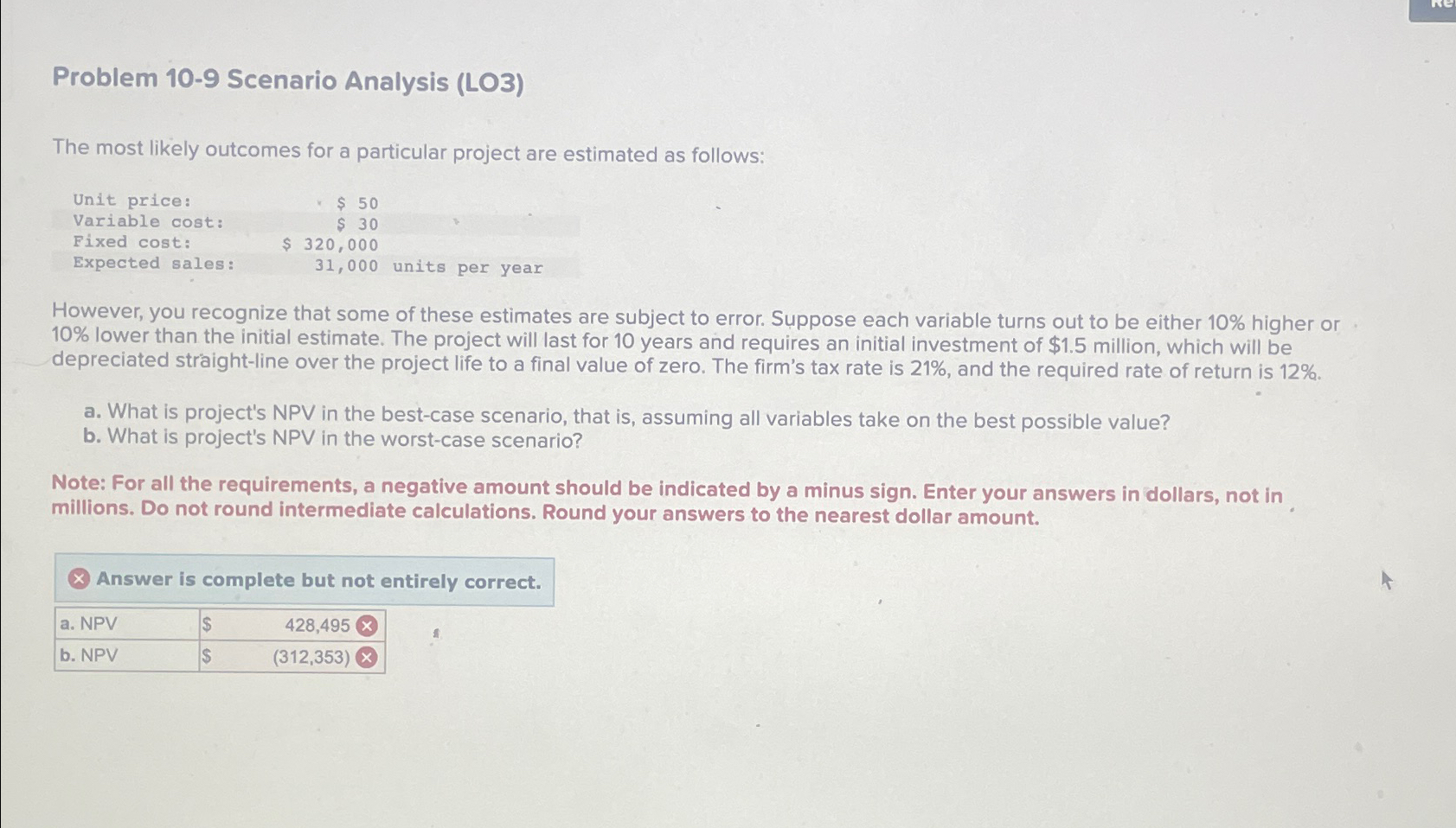 Solved Problem 10-9 ﻿Scenario Analysis (LO3)The most likely | Chegg.com