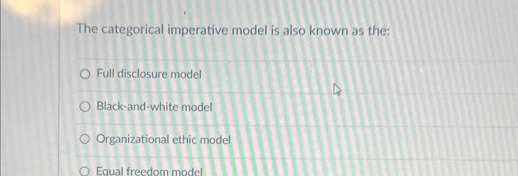 Solved The categorical imperative model is also known as | Chegg.com