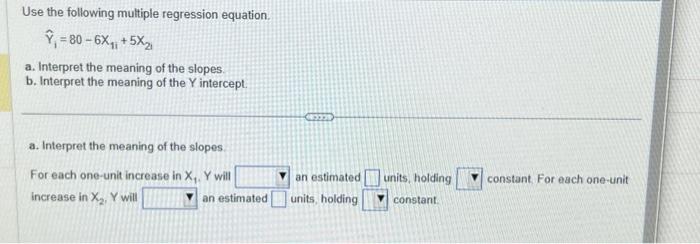 Solved Use the following multiple regression equation. | Chegg.com