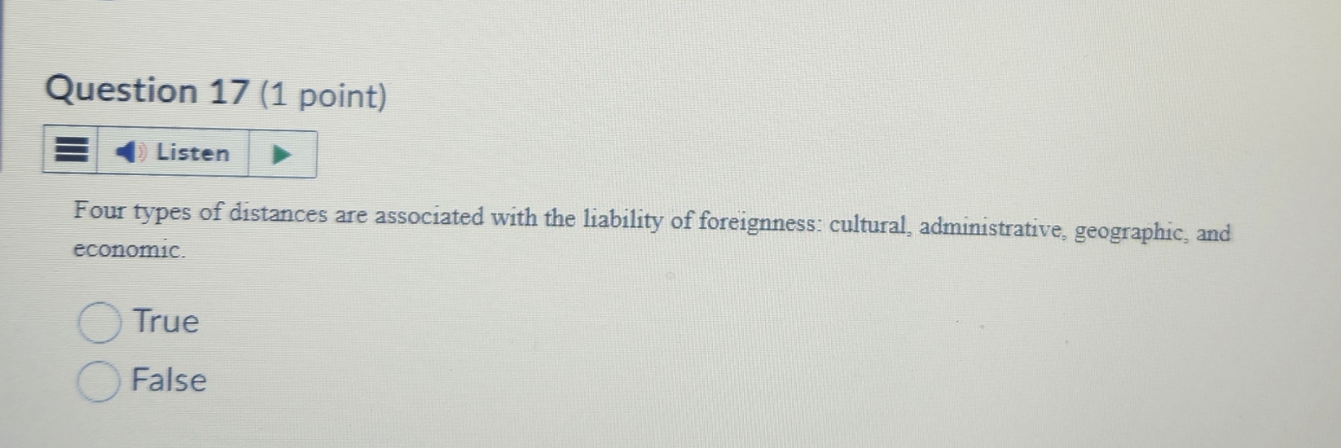 Solved Question 17 (1 ﻿point) Four types of distances are | Chegg.com