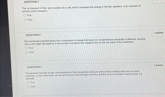 The co-transport of Na+ and a solute into a cell, | Chegg.com