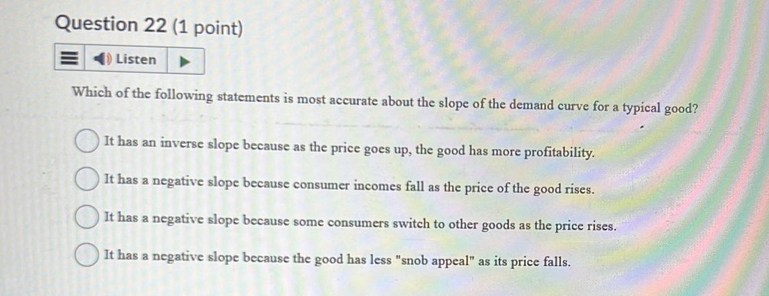 Solved Question 22 (1 ﻿point)Which of the following | Chegg.com