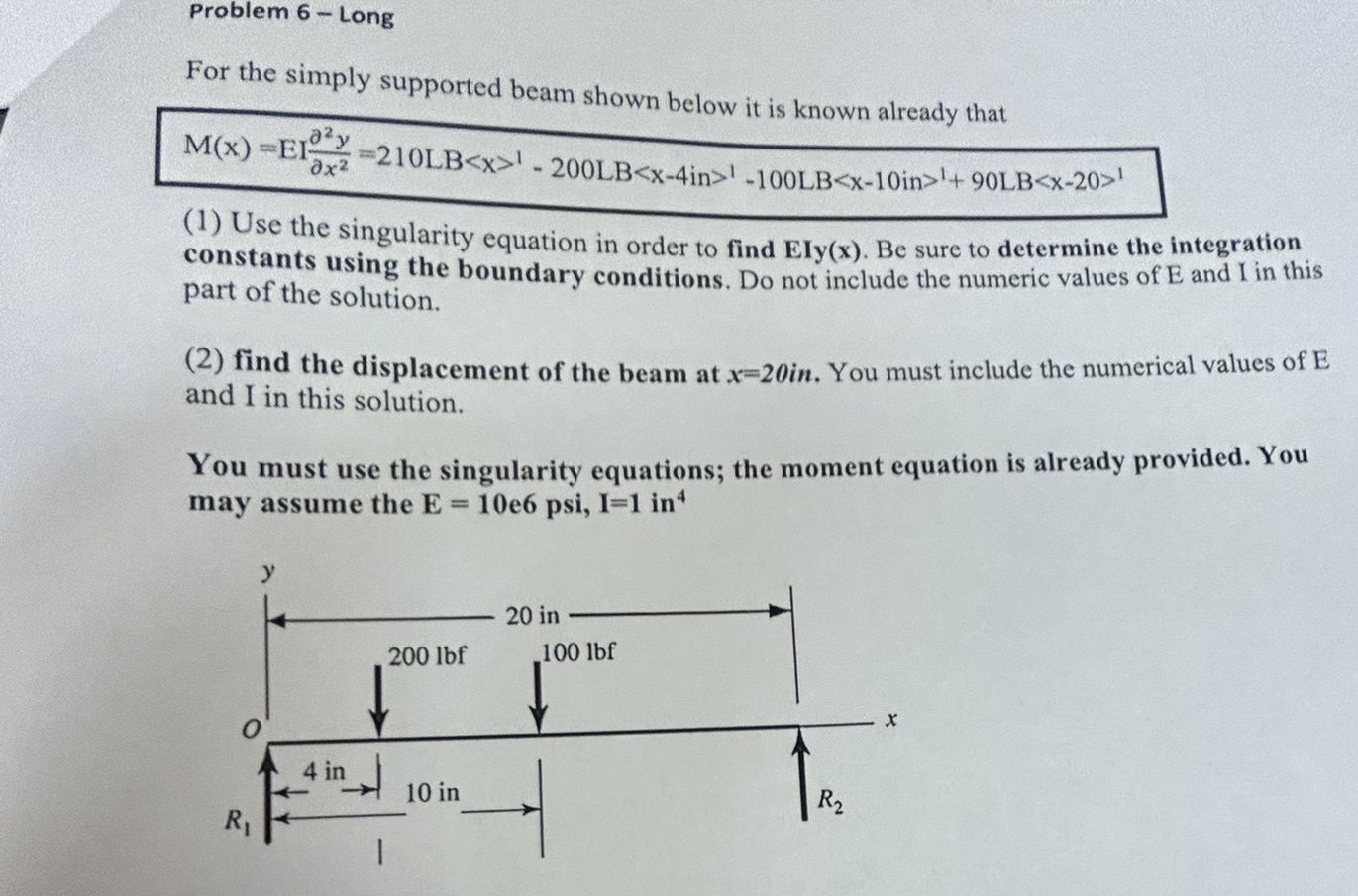 Solved Problem 6-LongFor the simply supported beam shown | Chegg.com
