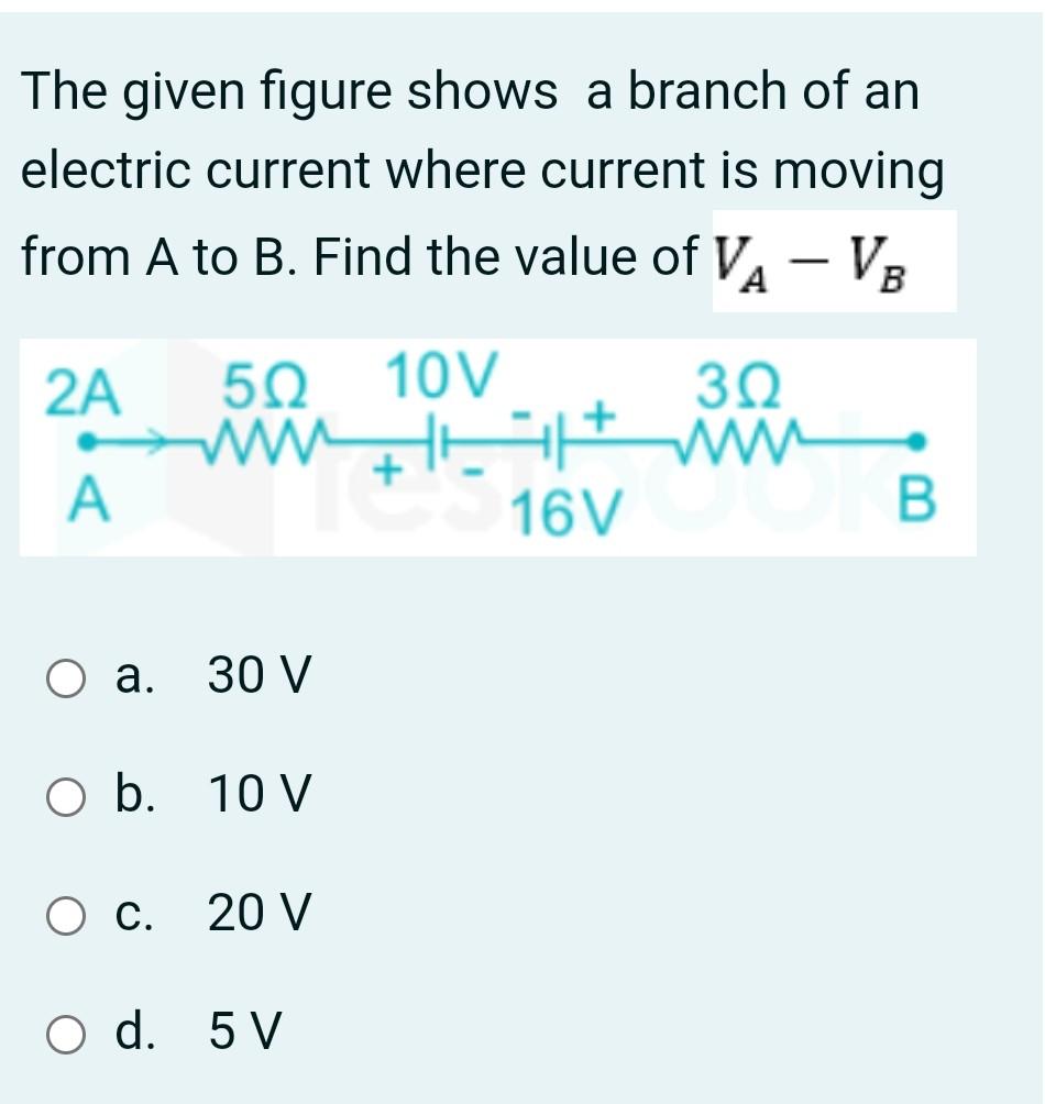 Solved The given figure shows a branch of an electric | Chegg.com
