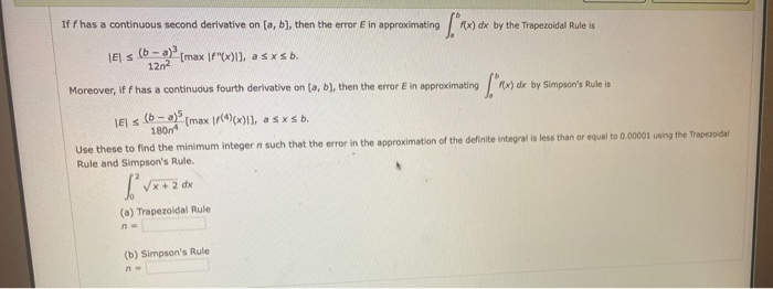 Solved If f has a continuous second derivative on tə, b), | Chegg.com
