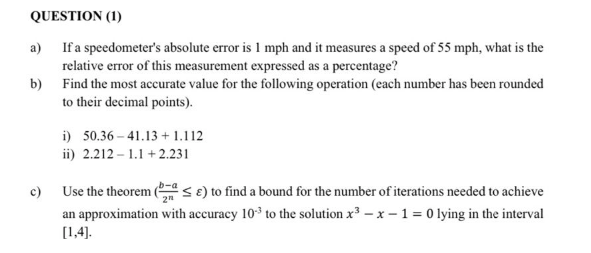 Solved QUESTION (1)a) ﻿If a speedometer's absolute error is | Chegg.com