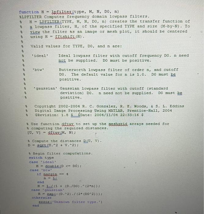 Solved Write A Matlab Program To Implement Lowpass Filter