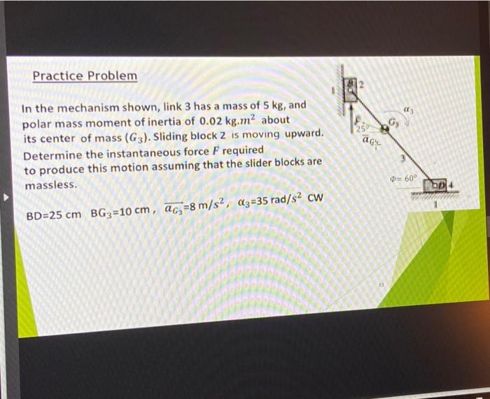 Solved Practice Problem a 25 ay In the mechanism shown, link | Chegg.com