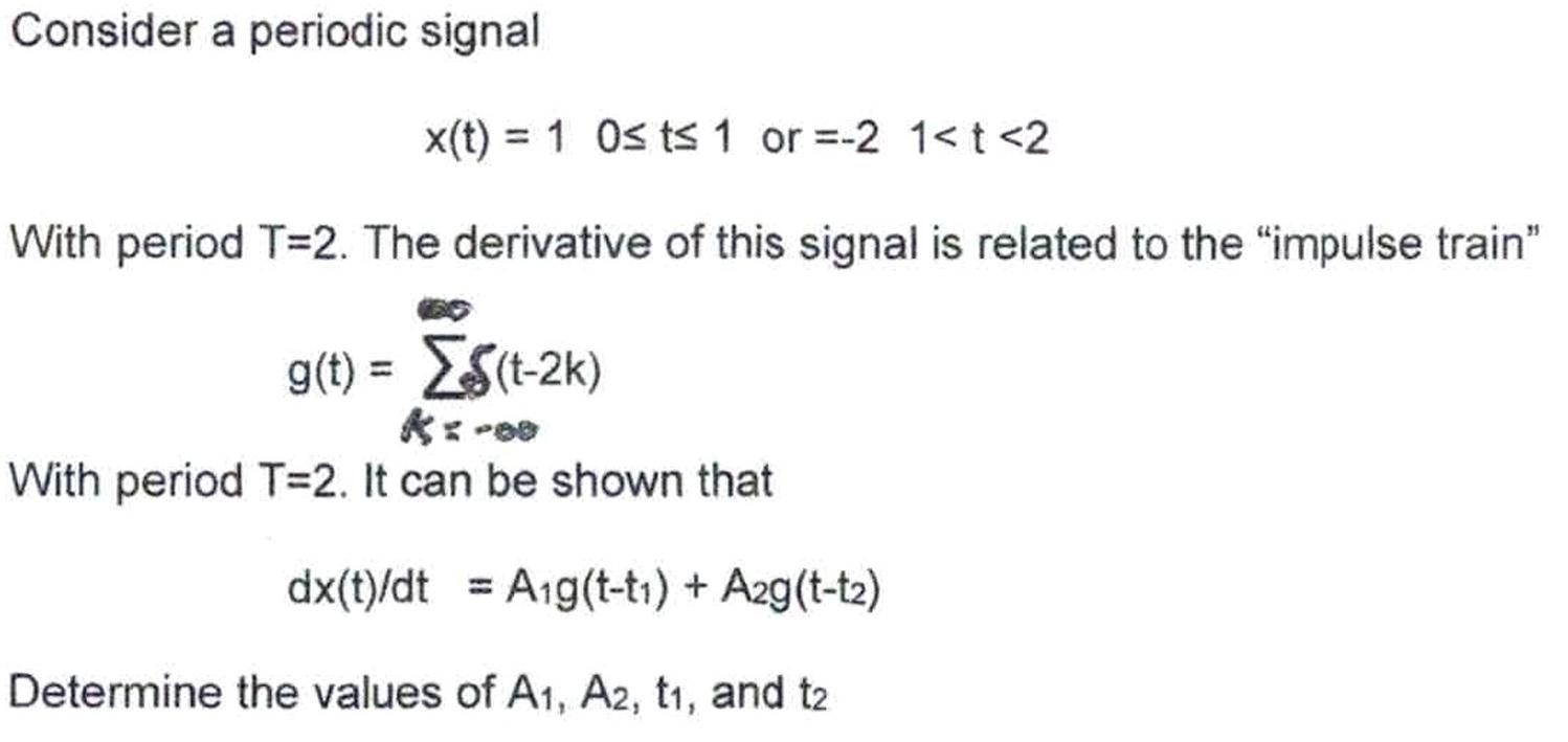 Solved Consider a periodic signal x(t)=10≤t≤1 or =−21 | Chegg.com