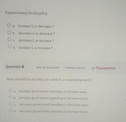 Solved Expansionary fiscal policya. ﻿increase G or decrease | Chegg.com
