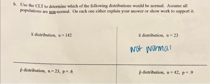 Solved b. Use the CLT to determine which of the following | Chegg.com