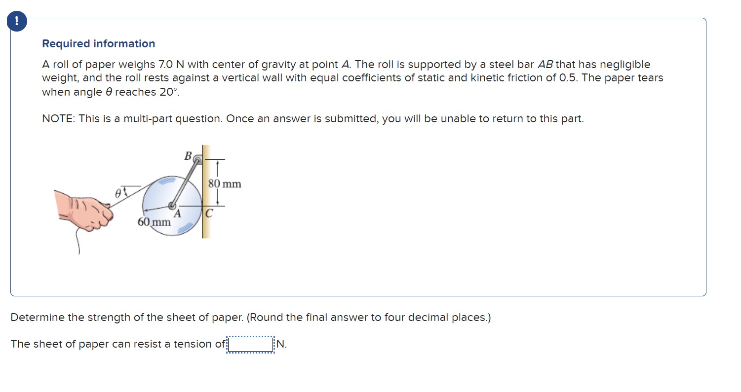Solved Required informationA roll of paper weighs 7.0N ﻿with | Chegg.com