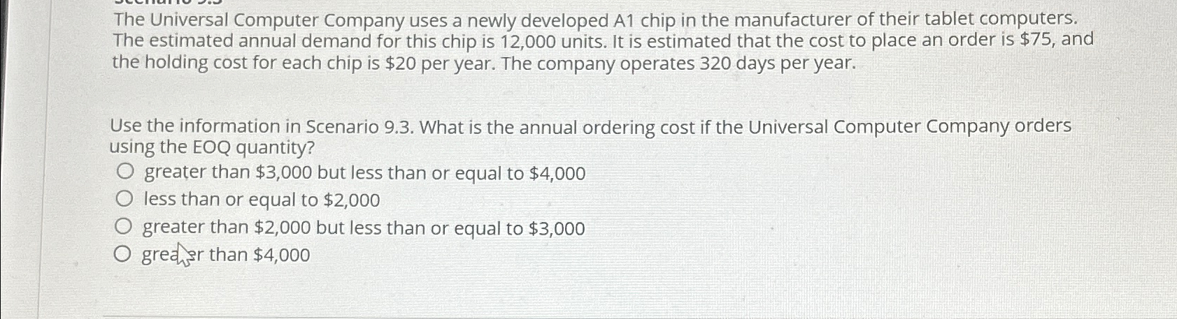 Solved The Universal Computer Company uses a newly developed | Chegg.com