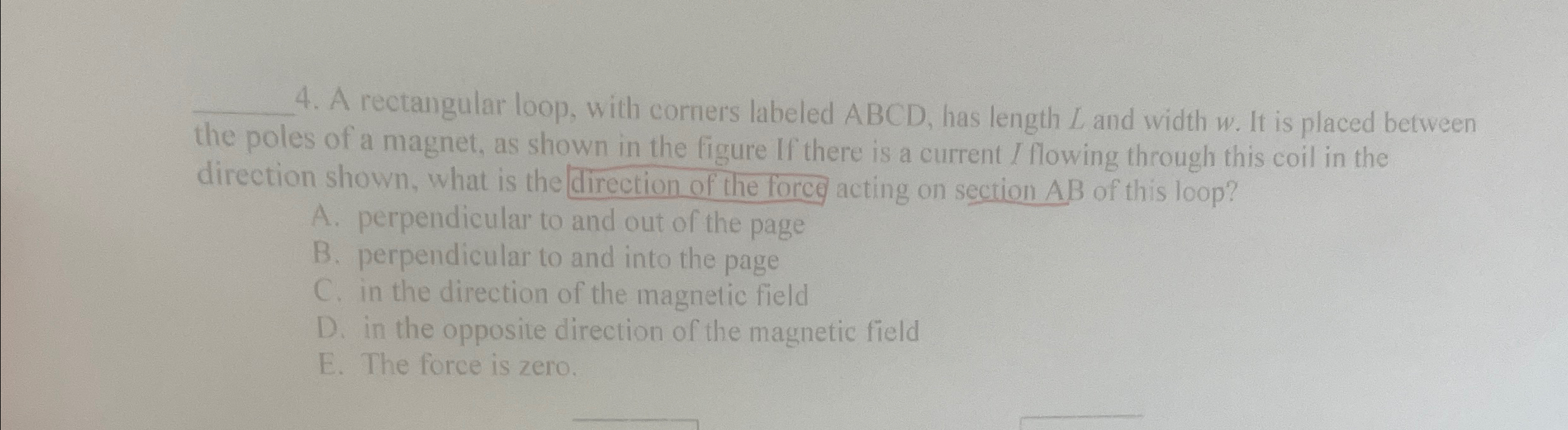 Solved A rectangular loop, with corners labeled ABCD, has | Chegg.com