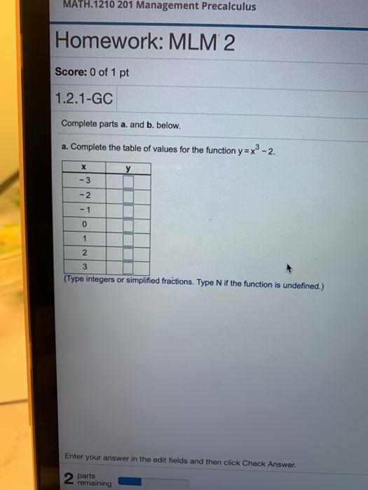 Solved MATH.1210 201 Management Precalculus Homework: MLM 2 | Chegg.com
