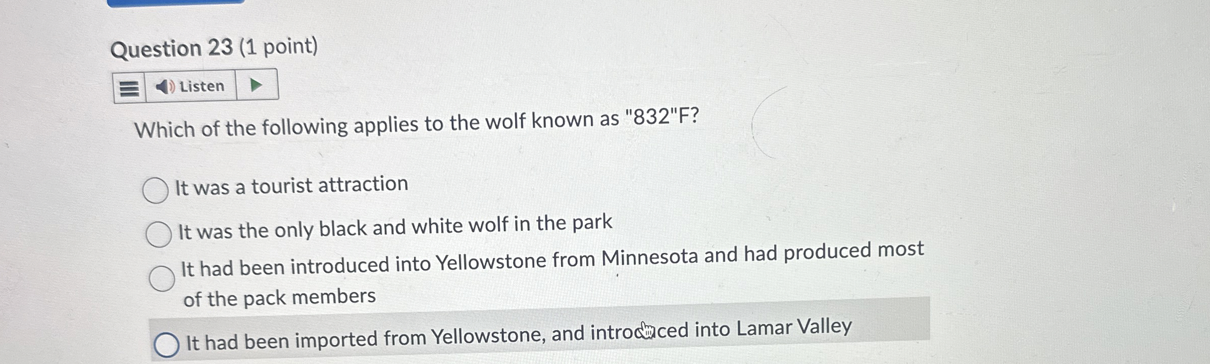 Solved Question 23 (1 ﻿point)ListenWhich of the following | Chegg.com