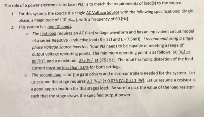Solved The role of a power electronic interface (PEI) is to | Chegg.com