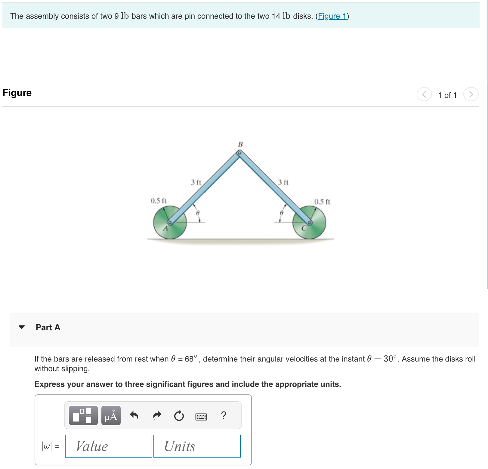 Solved The assembly consists of two 9lb bars which are pin | Chegg.com
