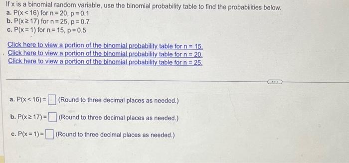 Solved If x is a binomial random variable, use the binomial | Chegg.com