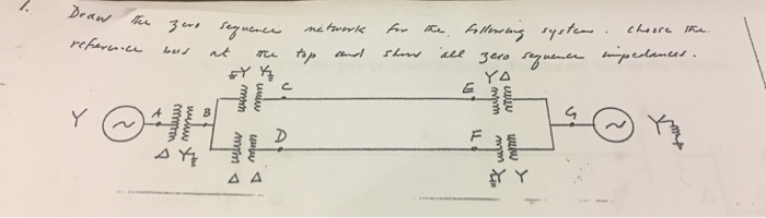 Solved (writing in question): draw the zero sequence network | Chegg.com
