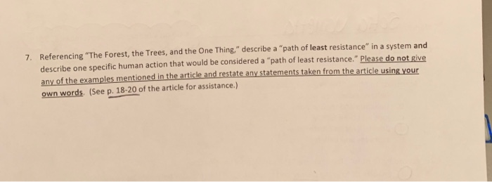 7. Referencing "The Forest, the Trees, and the One | Chegg.com