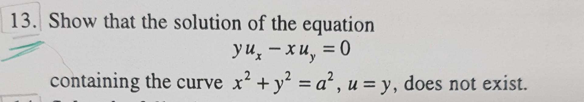 Solved 3. Show that the solution of the equation yux−xuy=0 | Chegg.com
