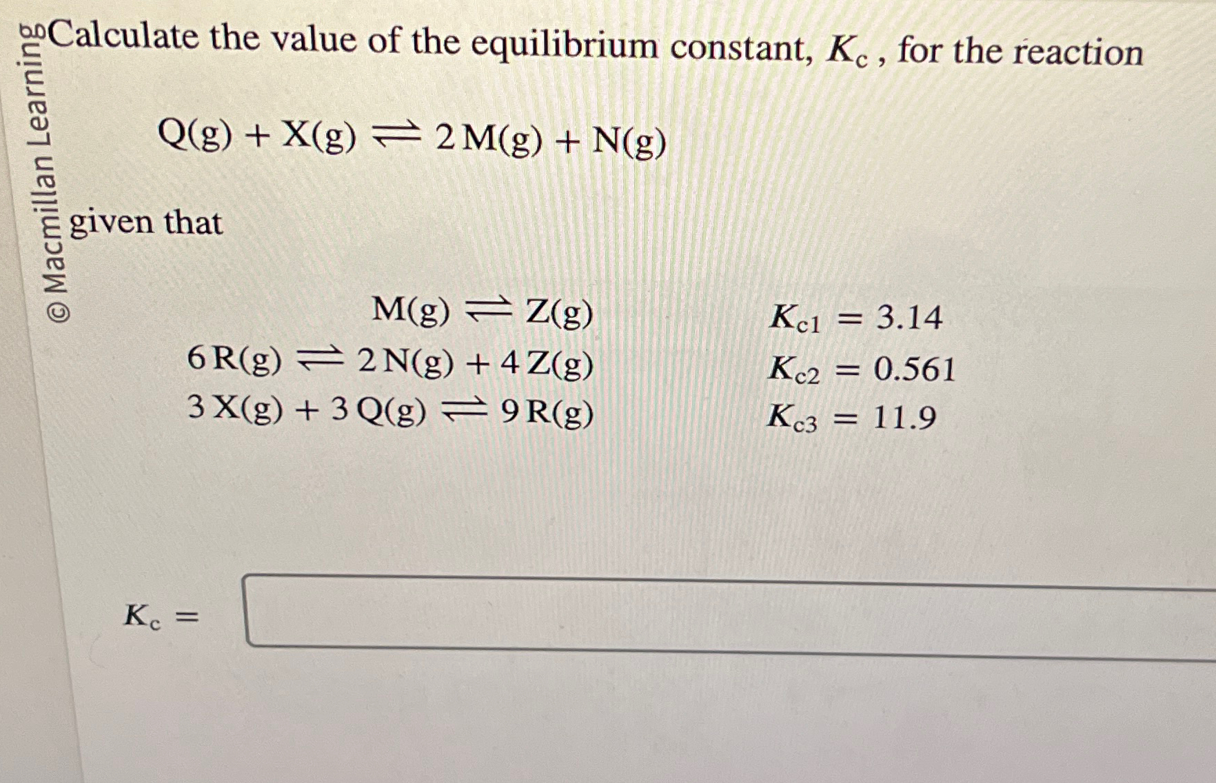 Solved ?∞ ﻿Calculate the value of the equilibrium constant, | Chegg.com