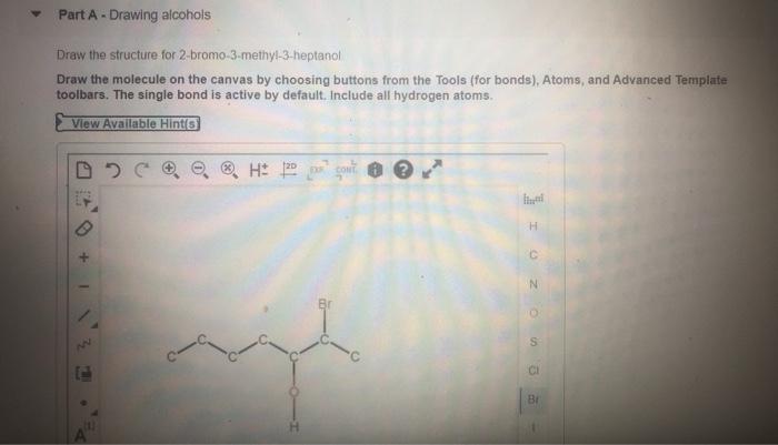 Solved Part A Drawing alcohols Draw the structure for | Chegg.com