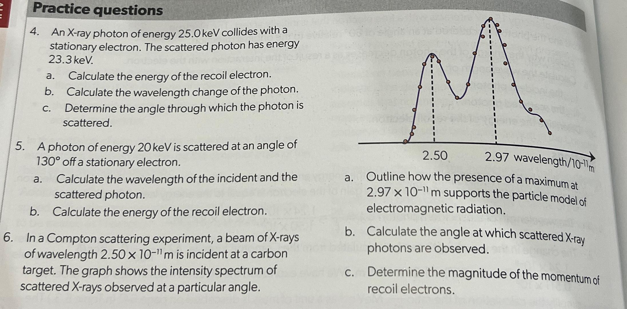 Solved Practice questions4. ﻿An X-ray photon of energy | Chegg.com