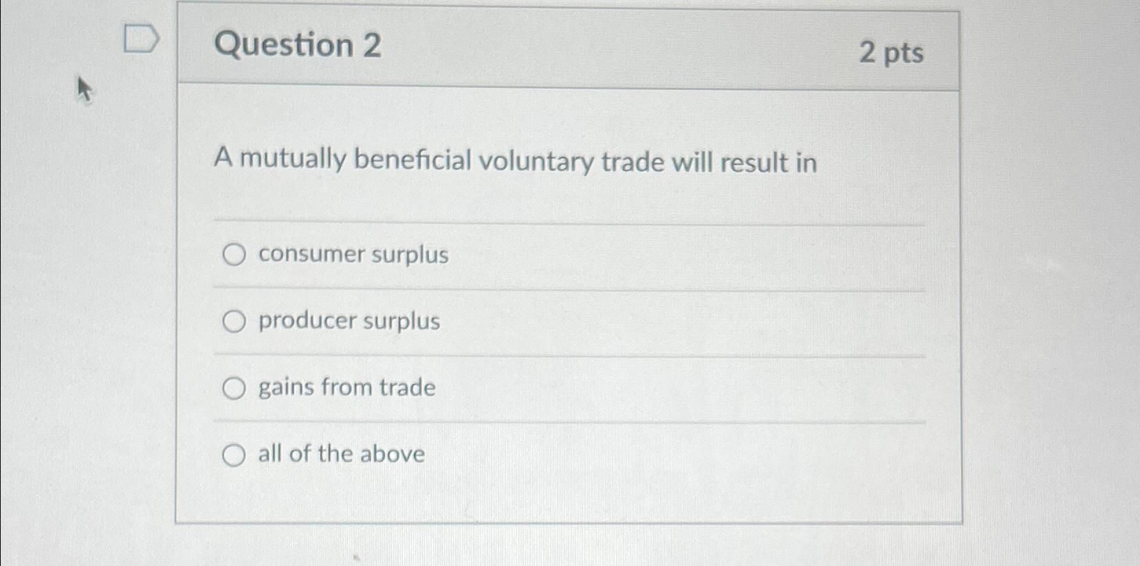 Solved Question 22 ﻿ptsA mutually beneficial voluntary trade | Chegg.com