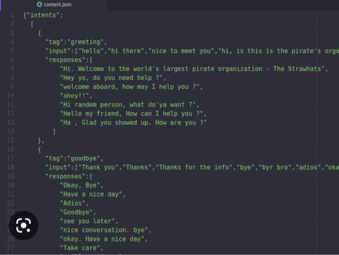 Solved i have these 2 datasets for a chatbot how do I put | Chegg.com
