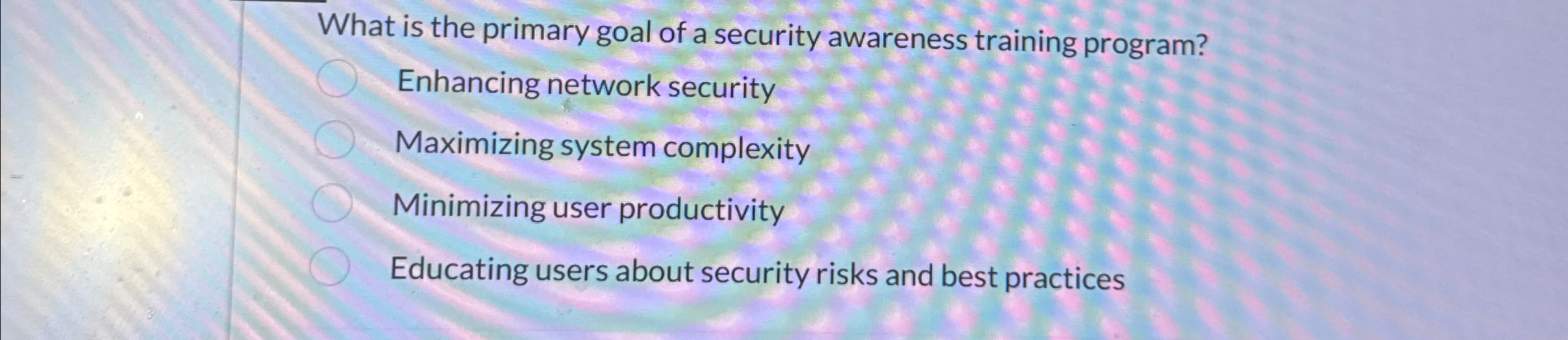 Solved What is the primary goal of a security awareness | Chegg.com