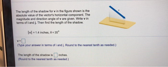 Solved The length of the shadow for v in the figure shown is | Chegg.com