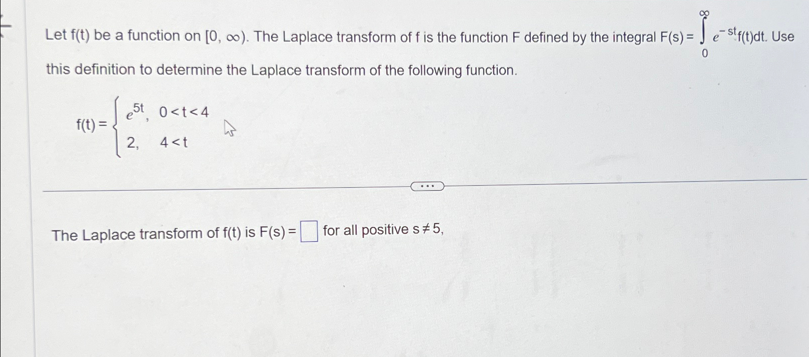 Solved Let f(t) ﻿be a function on [0,∞). ﻿The Laplace | Chegg.com