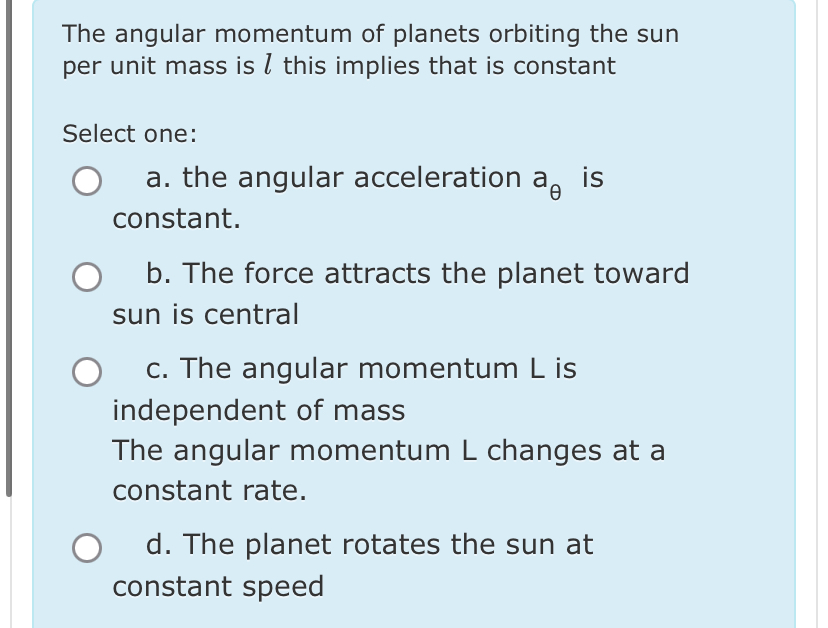 Solved The angular momentum of planets orbiting the sun per | Chegg.com