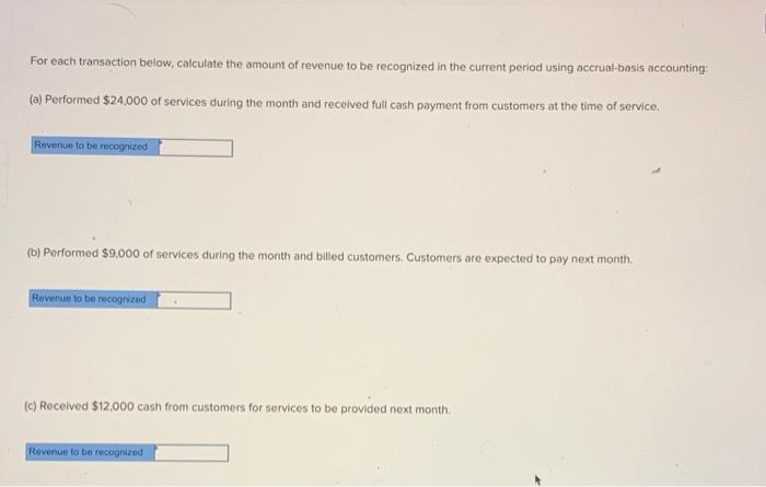 Solved For each transaction below, calculate the amount of | Chegg.com