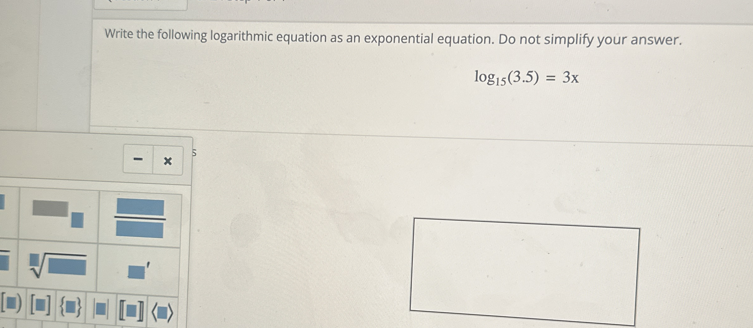 Write the following logarithmic equation as an | Chegg.com