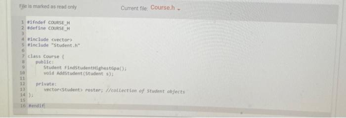 Solved Complete the Course class by implementing the | Chegg.com