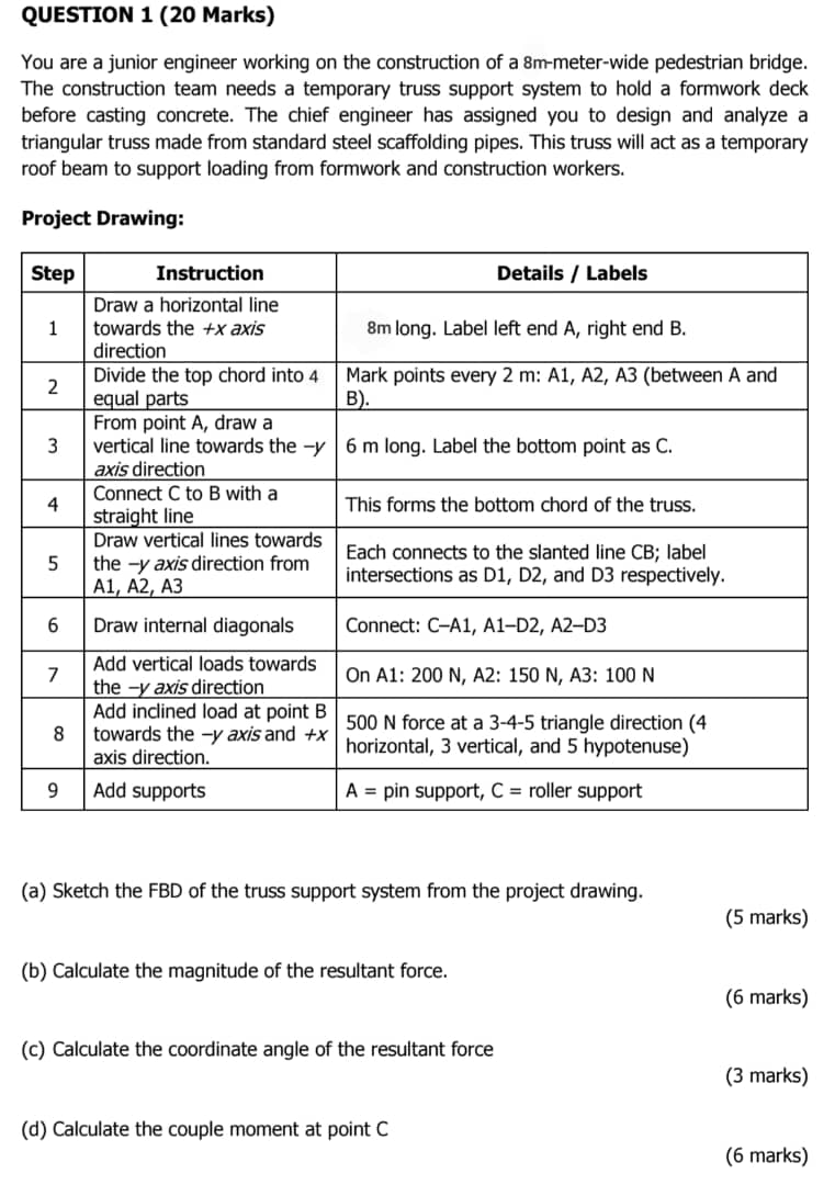 Solved ask a civil engineering expert QUESTION 1 (20 | Chegg.com
