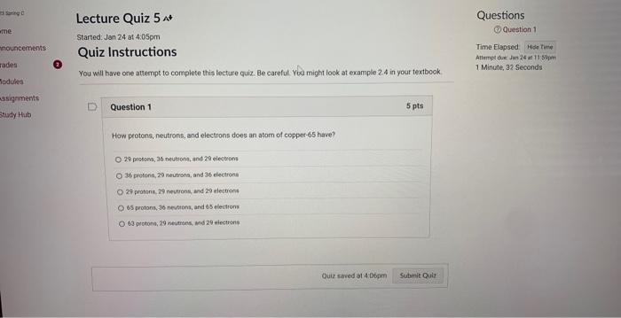 Solved How protons, neutrons, and electrons does an atom of | Chegg.com