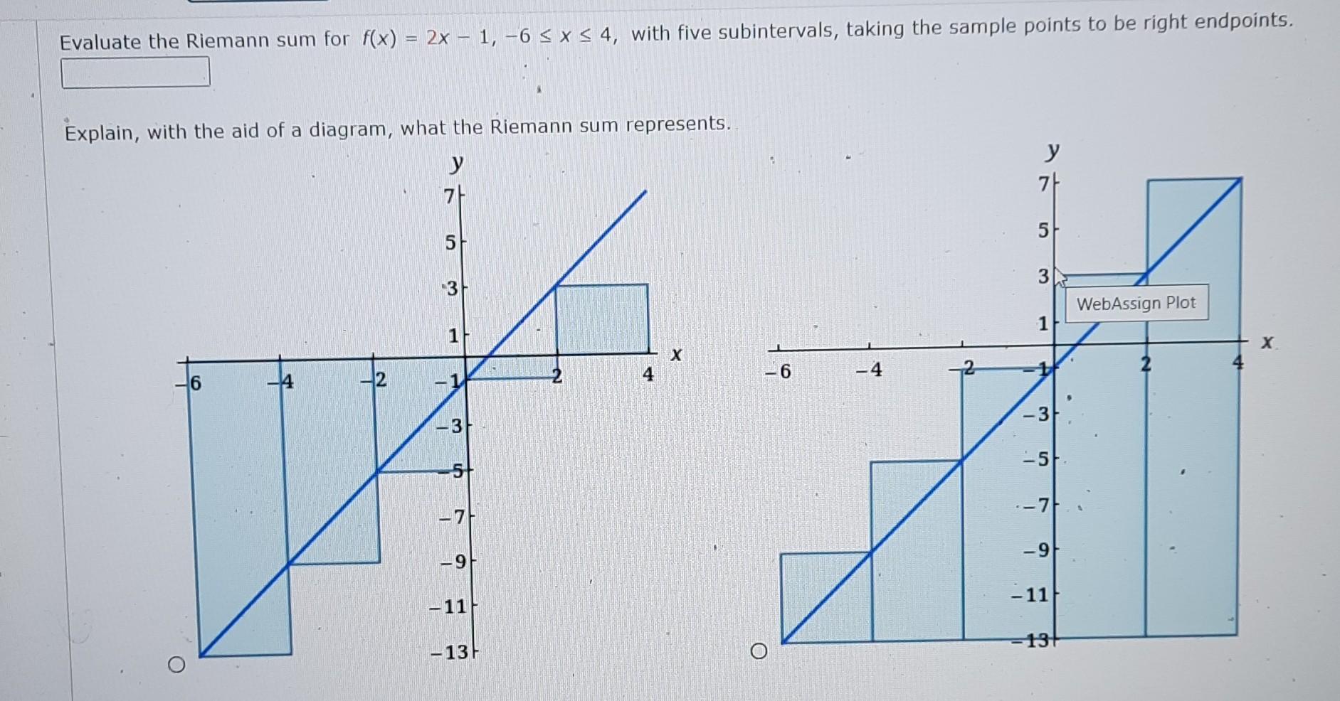 Solved Evaluate The Riemann Sum For F X 2x 1 6 Sxs4