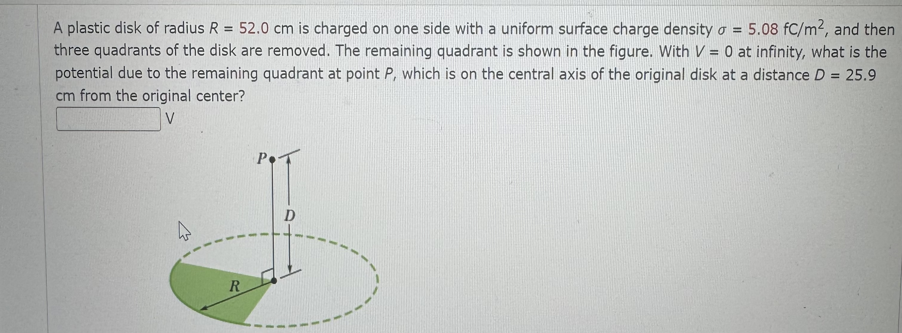 Solved A plastic disk of radius R=52.0cm ﻿is charged on one | Chegg.com