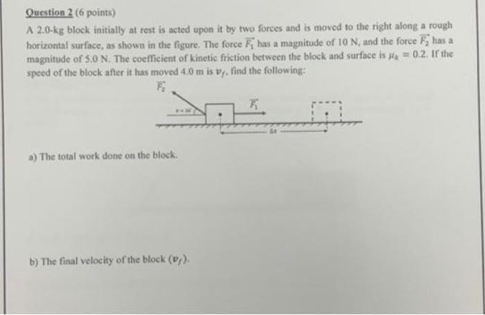 Solved As shown in figure, a 2 kg block initially at rest is | Chegg.com