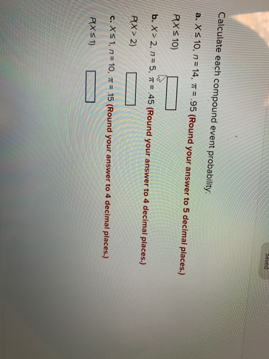 Solved Saved Calculate each compound event probability: a. | Chegg.com