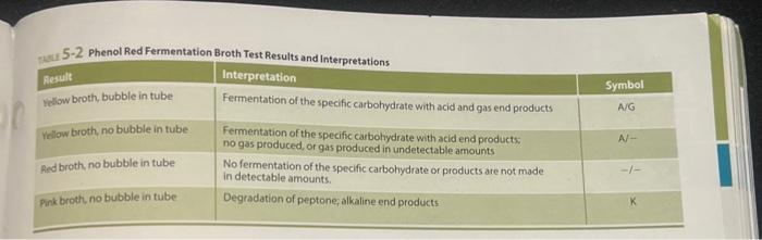 Phenol Red Fermentation Broth OBSERVATIONS AND | Chegg.com
