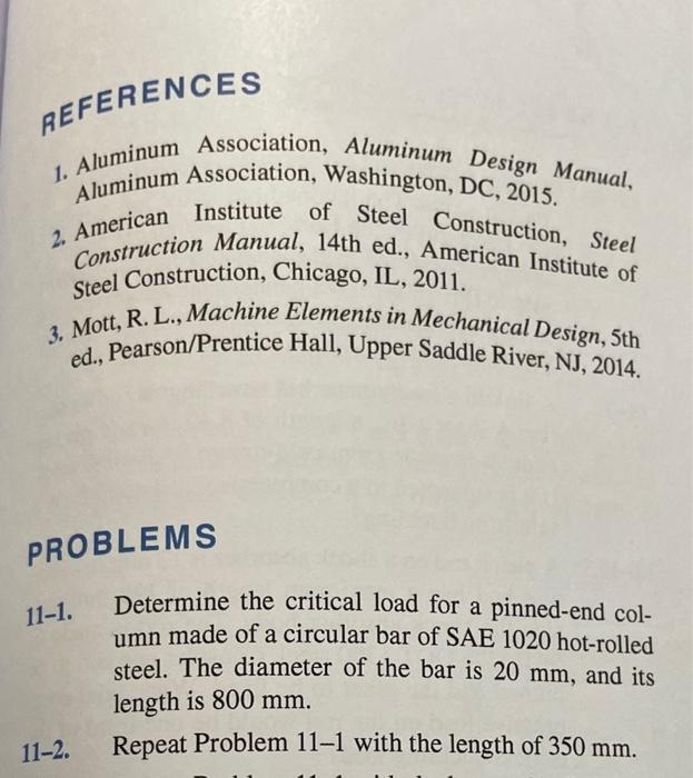 Solved REFERENCES 1. Aluminum Association, Aluminum Design | Chegg.com