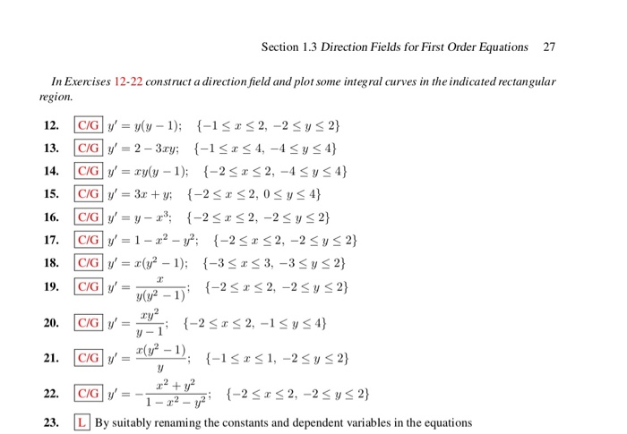 Solved Section 1 3 Direction Fields For First Order